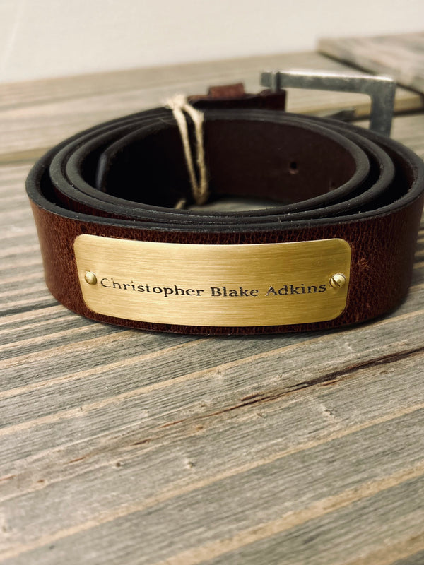 Personalized Belt with Name Plaque - KY Custom Engraving