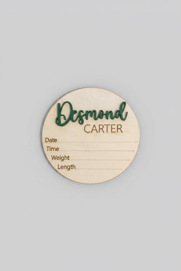 Custom 6” Round Birth Stat Sign – KY Custom Engraving